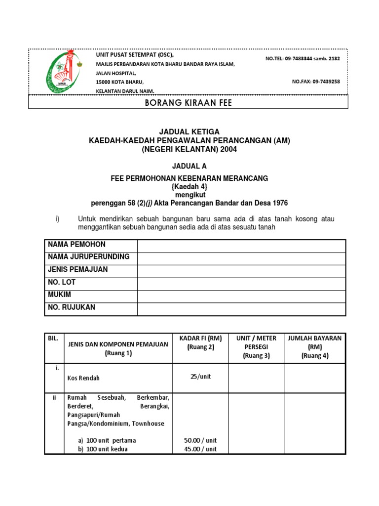 Borang Kiraan Fee KM | PDF | Griya & Taman