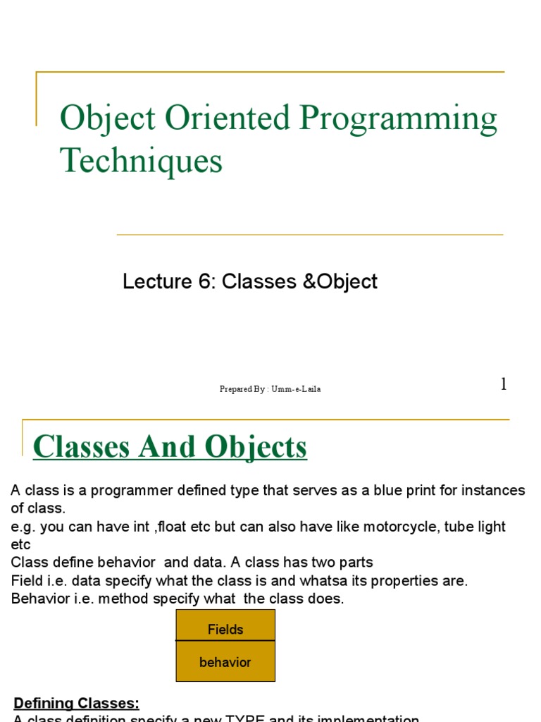 Object Oriented Programming Techniques | PDF | Class (Computer Programming) | Constructor ...
