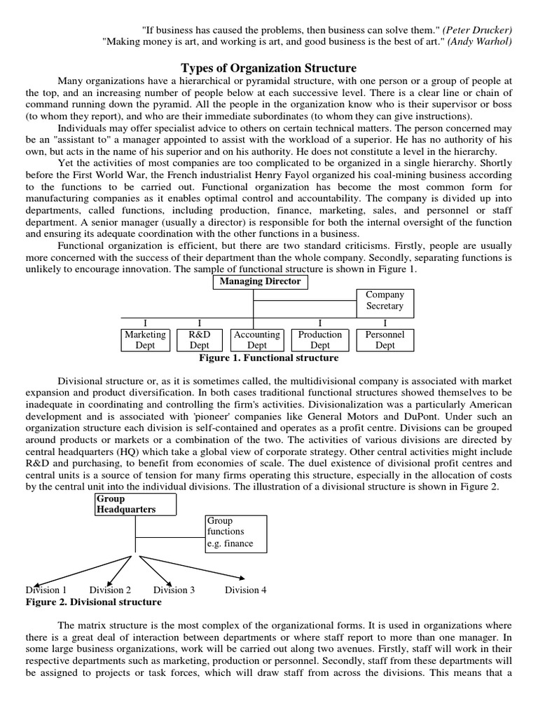 Types of Organization Structure: Managing Director | PDF | Hierarchy ...