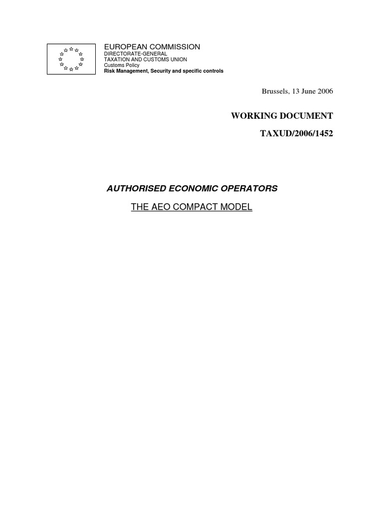Aeo Compact Model en PDF | PDF | Customs | Risk