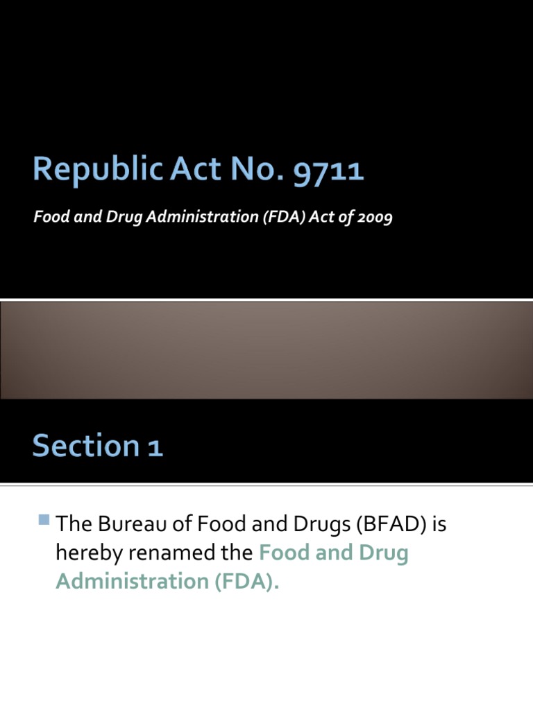 Republic Act No 9711 | PDF | Food And Drug Administration | Dietary ...