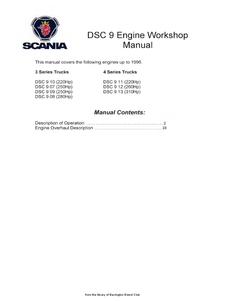 Scania: DSC 9 Engine Workshop Manual | PDF | Piston | Internal ...