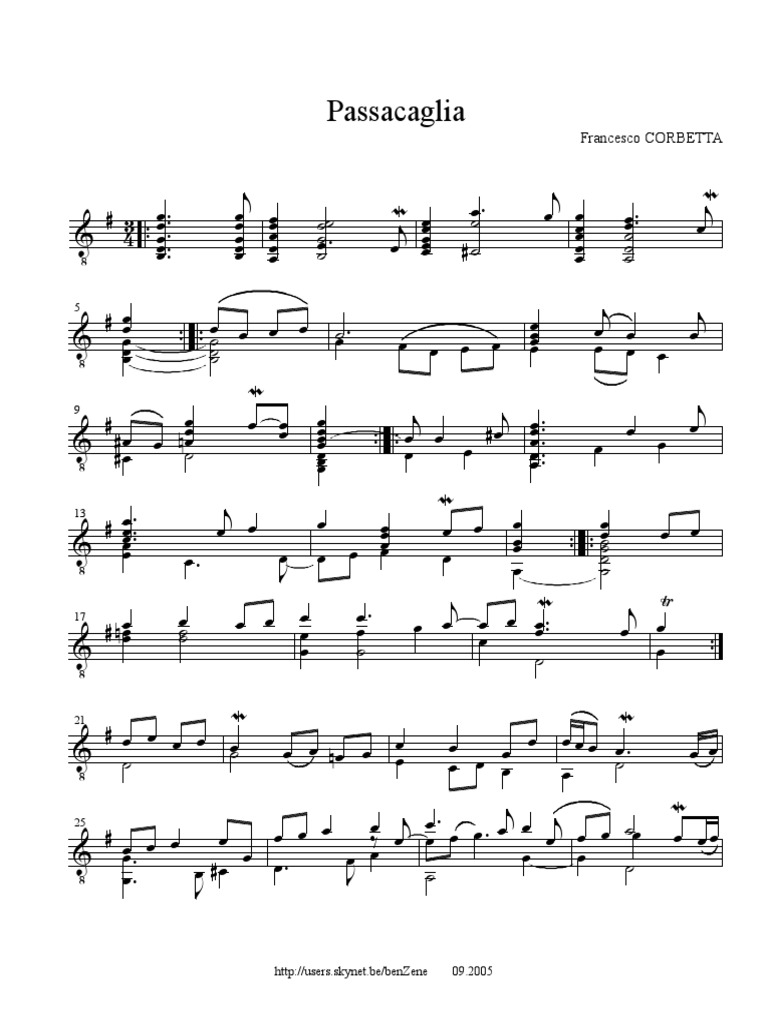 Francesco Corbetta's Passacaglia: A Musical Analysis of a Baroque Dance ...