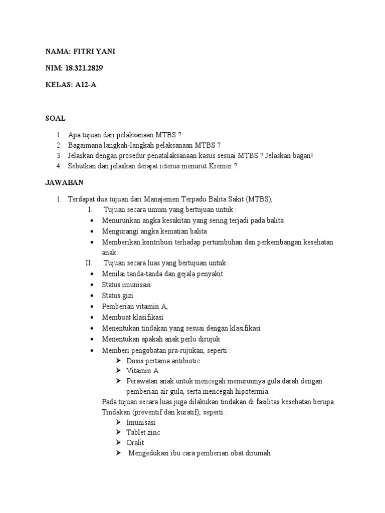 Tugas Kep - Anak MTBS | PDF