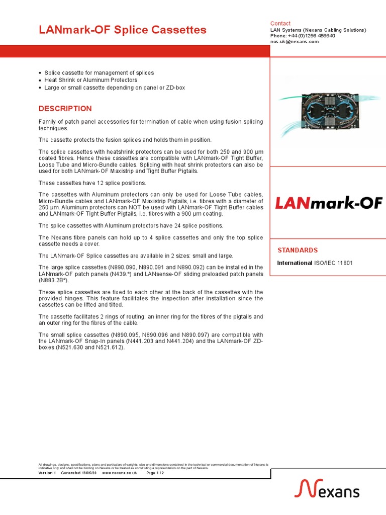 LANmark-OF Splice Cassettes Overview | PDF | Equipment | Manufactured Goods