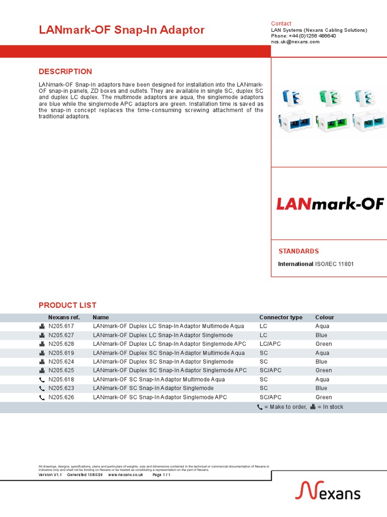 LANmark OF Snap in Adaptor | PDF | Electronics