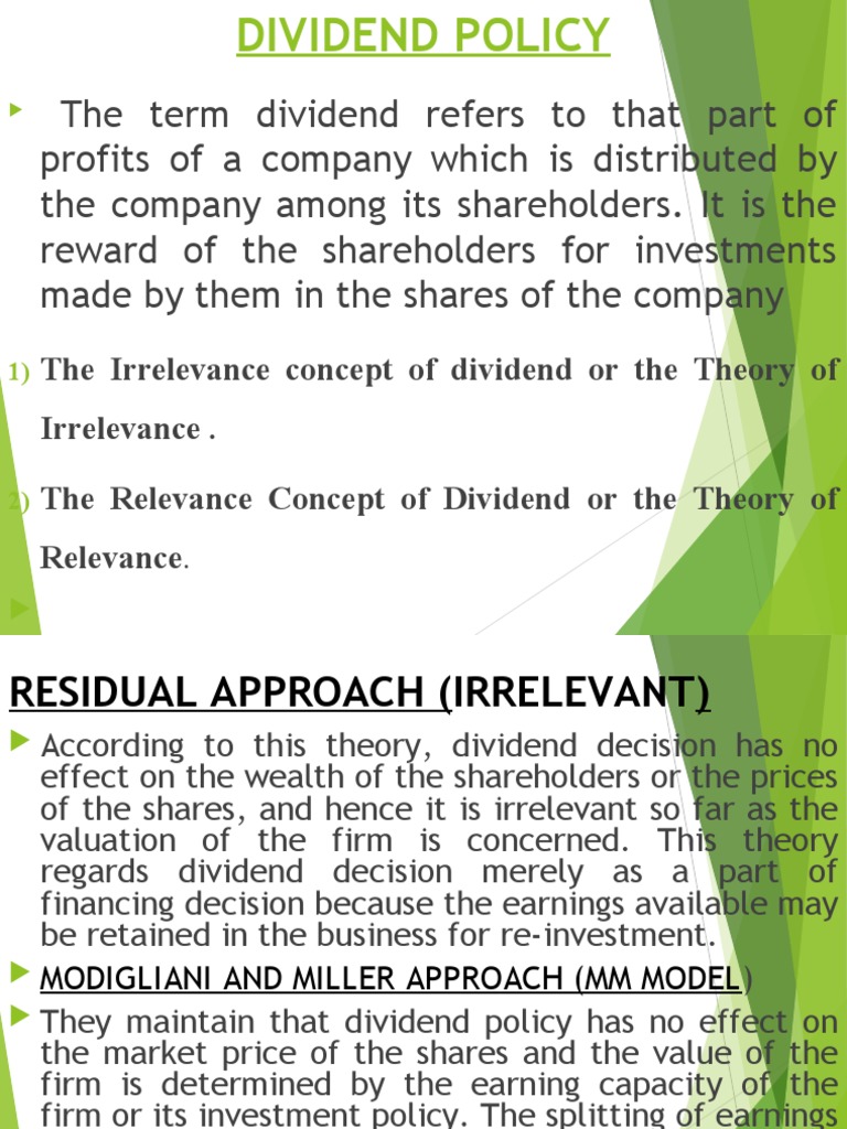 The Irrelevance Concept of Dividend or The Theory of Irrelevance - The ...