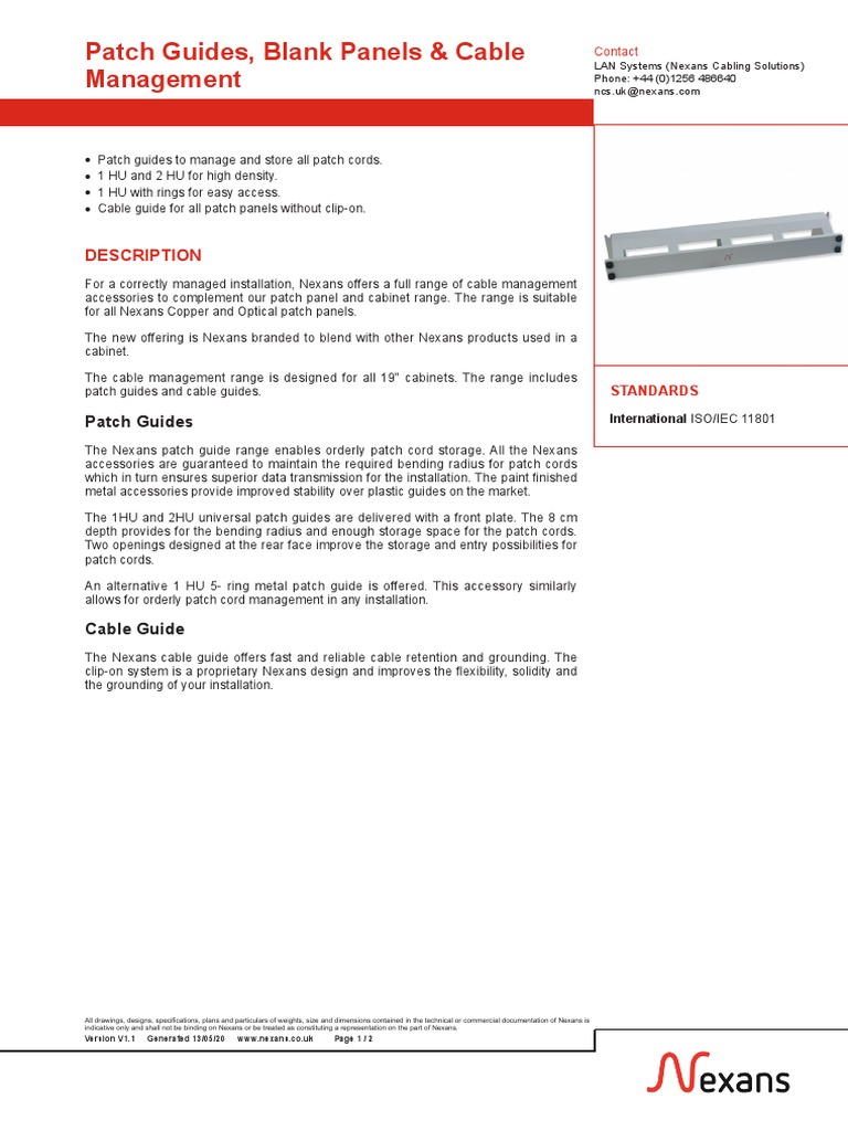 Patch Guides, Blank Panels & Cable Management: Description | PDF ...