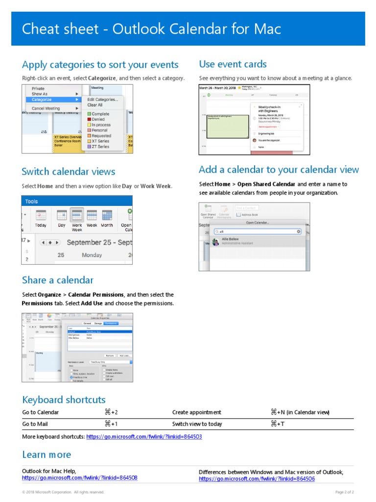 Cheat Sheet - Outlook Calendar For Mac: Apply Categories To Sort Your ...