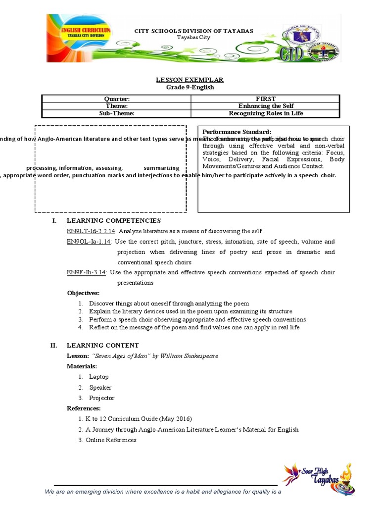 G9 English Lesson Exemplar 1st Quarter | PDF | Nonverbal Communication | Stress (Linguistics)