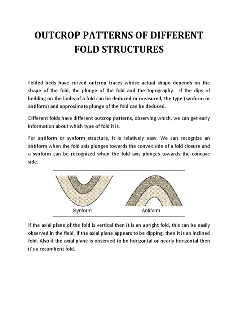 Outcrop Patterns of Fold Structures | PDF | Structural Geology | Geology