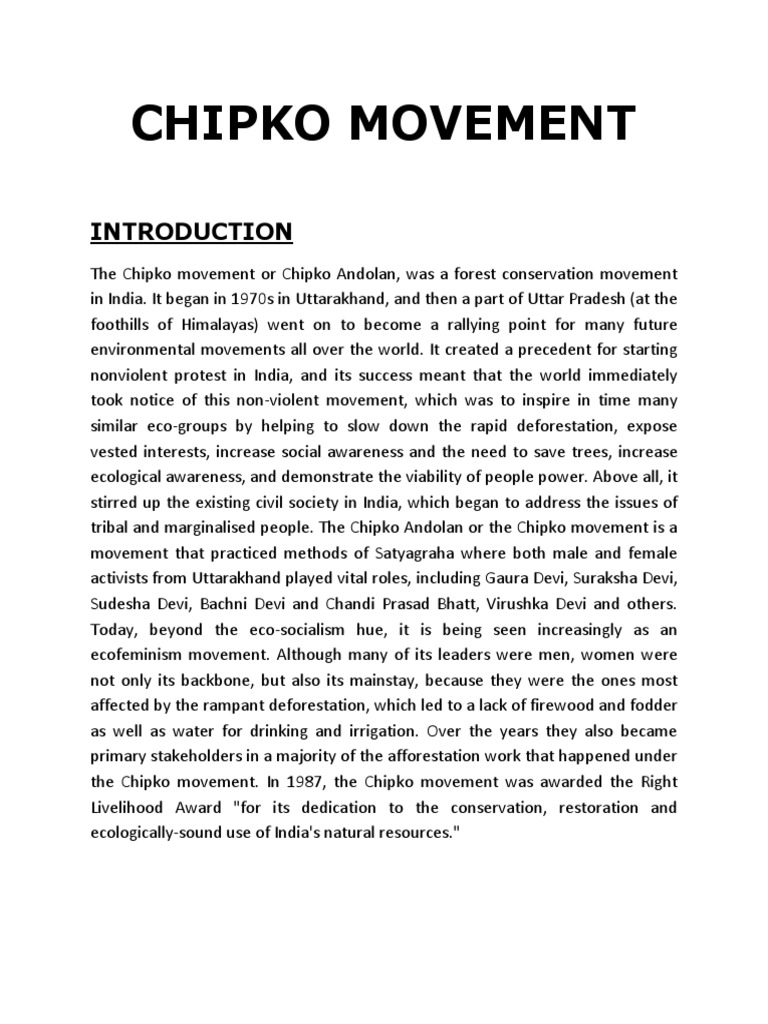 Chipko Movement | PDF | Activism | Social Movements
