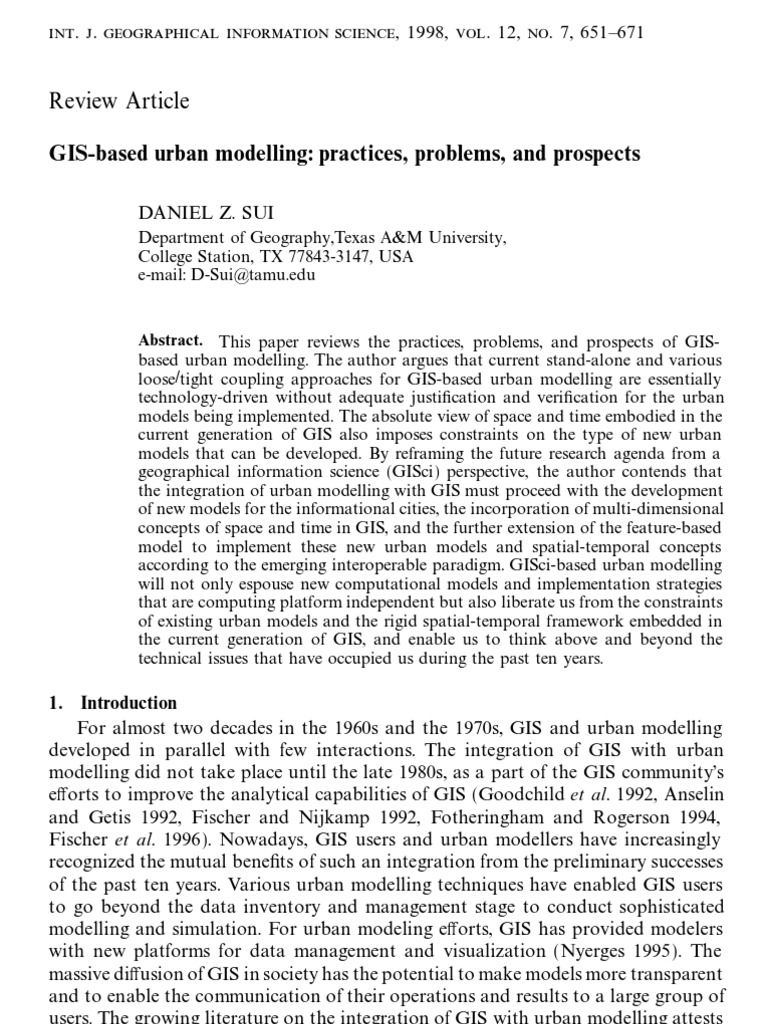 Gis Urban Modelling Pdf Geographic Information System Space