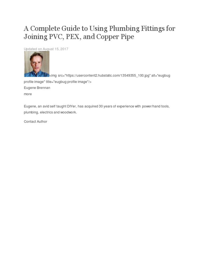 A Complete Guide To Using Plumbing Fittings For Joining PVC | PDF ...