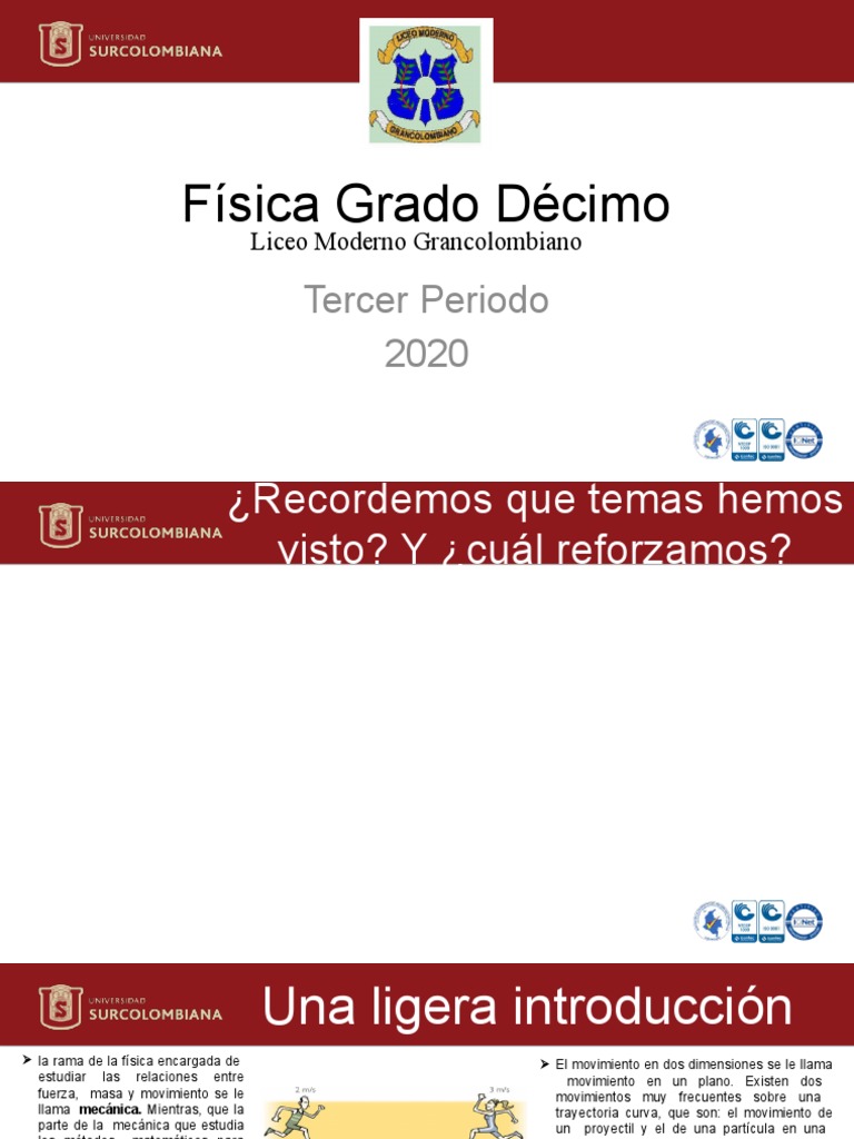 Física Grado Décimo 3P | PDF | Velocidad | Aceleración