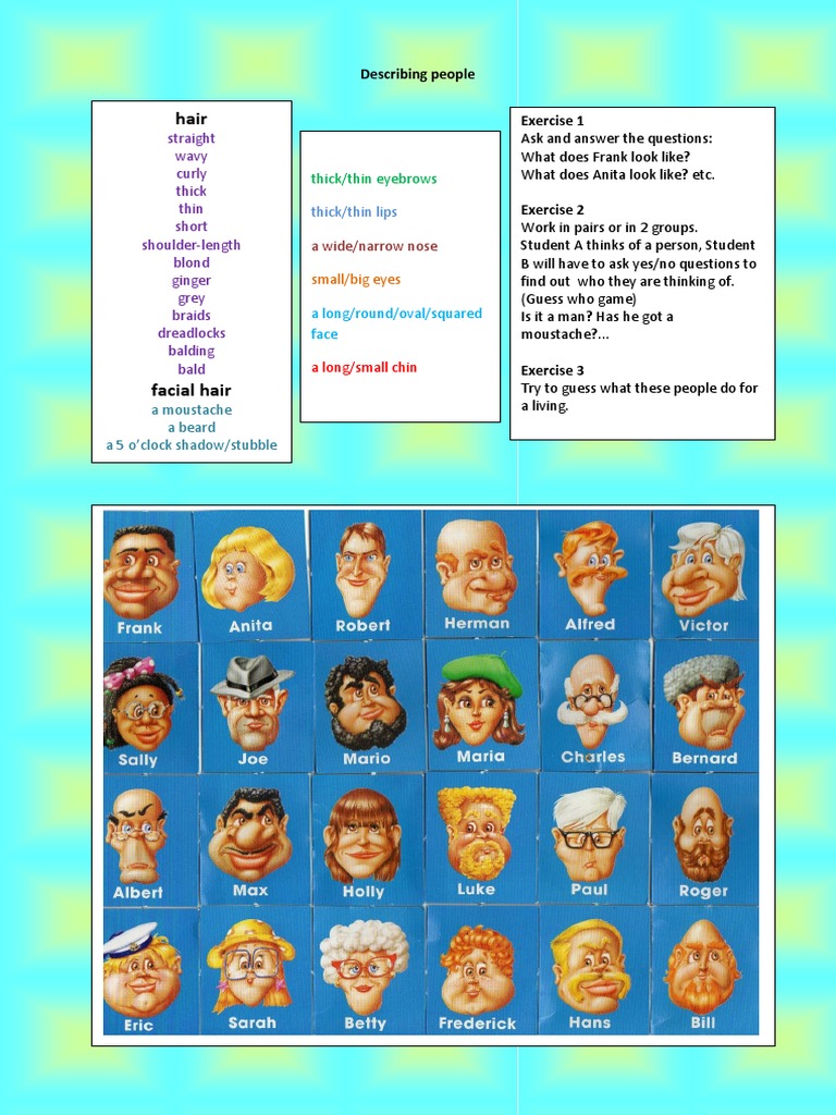 Describing People Guess Who | PDF | Career & Growth