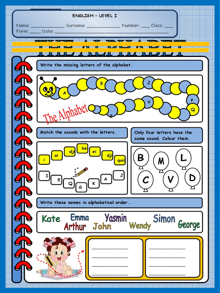 English Level 1 Alphabet Practice | PDF