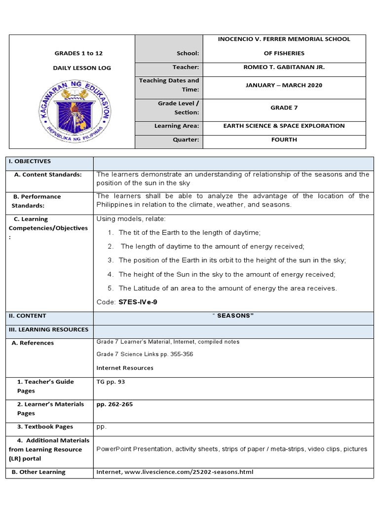 " Seasons": Grade 7 Learner's Material, Internet, Compiled Notes Grade ...