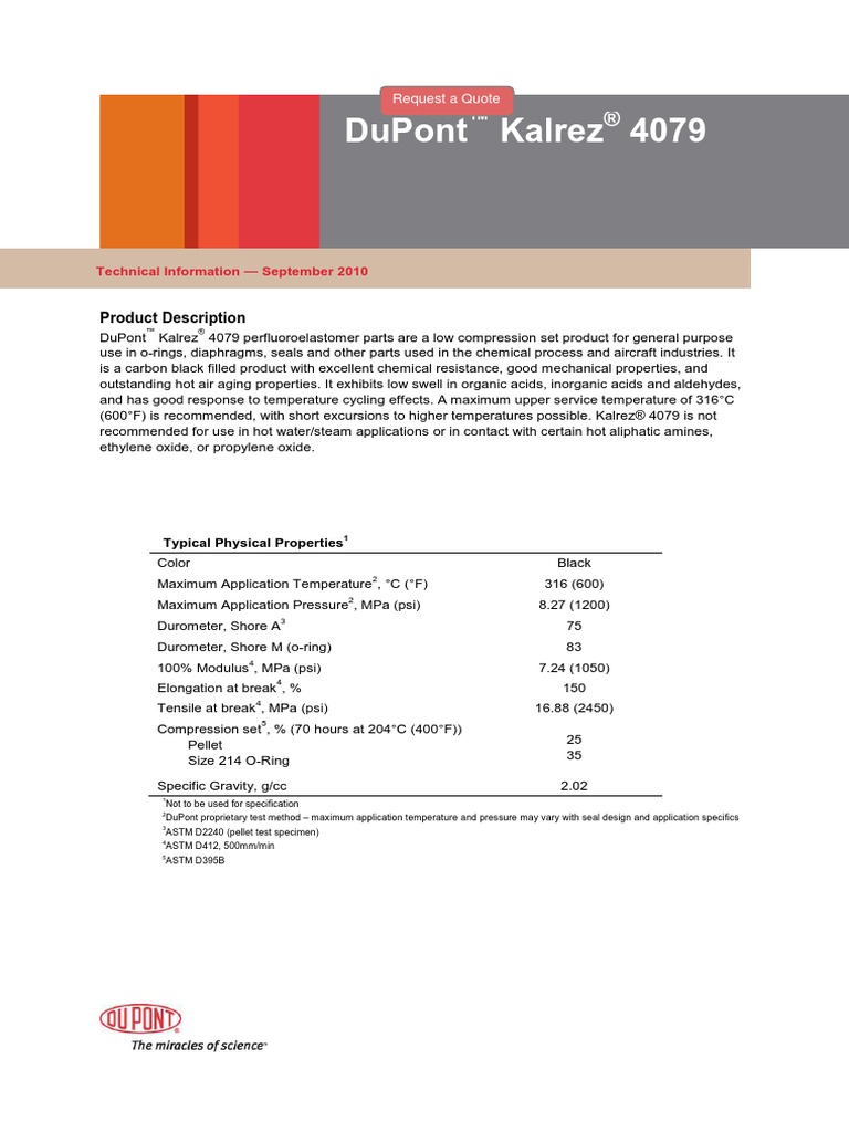 Dupont Kalrez 4079: Product Description | PDF | Electrical Resistivity ...