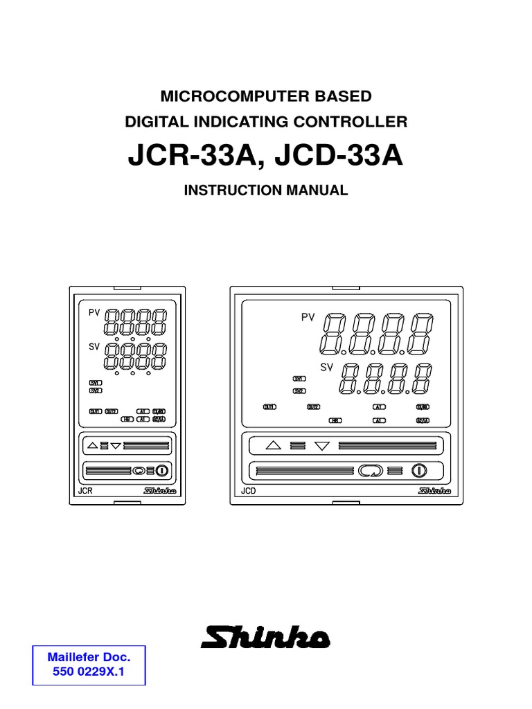 JCR-33A, JCD-33A: Microcomputer Based Digital Indicating Controller ...