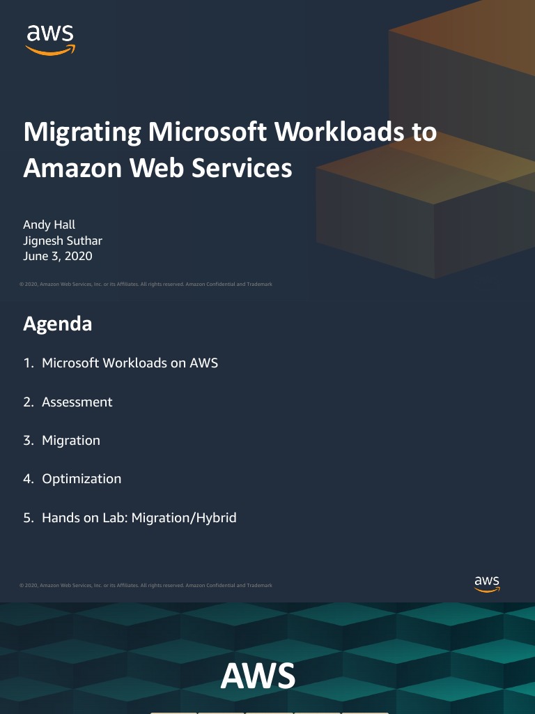 Migrating Microsoft Workloads To Amazon Web Services: Andy Hall Jignesh Suthar June 3, 2020 ...