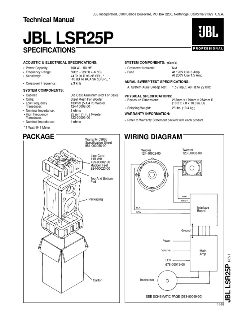 JBL Lsr25P: Technical Manual | PDF | Electricity | Electrical Components