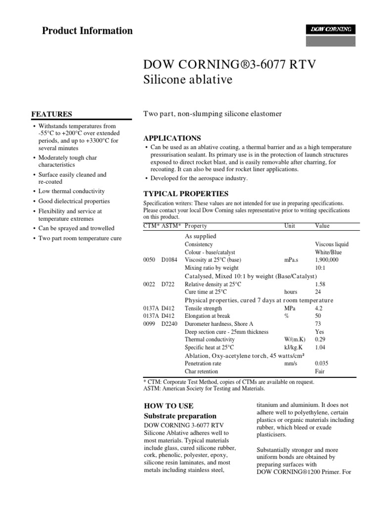 3 6077 RTV | PDF | Silicone | Industrial Processes