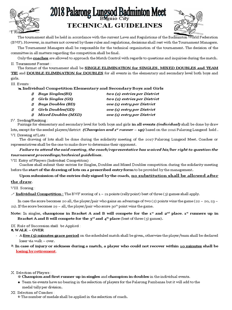 2017 Technical Guidelines | PDF | Tournament | Sports Competitions