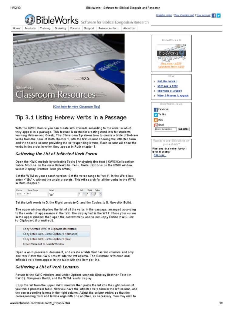 BibleWorks - Listing Hebrew Verbs in A Passage | PDF | Hebrew Language ...