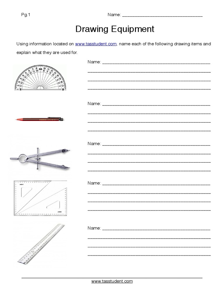 Drawing Equipment Worksheet | PDF