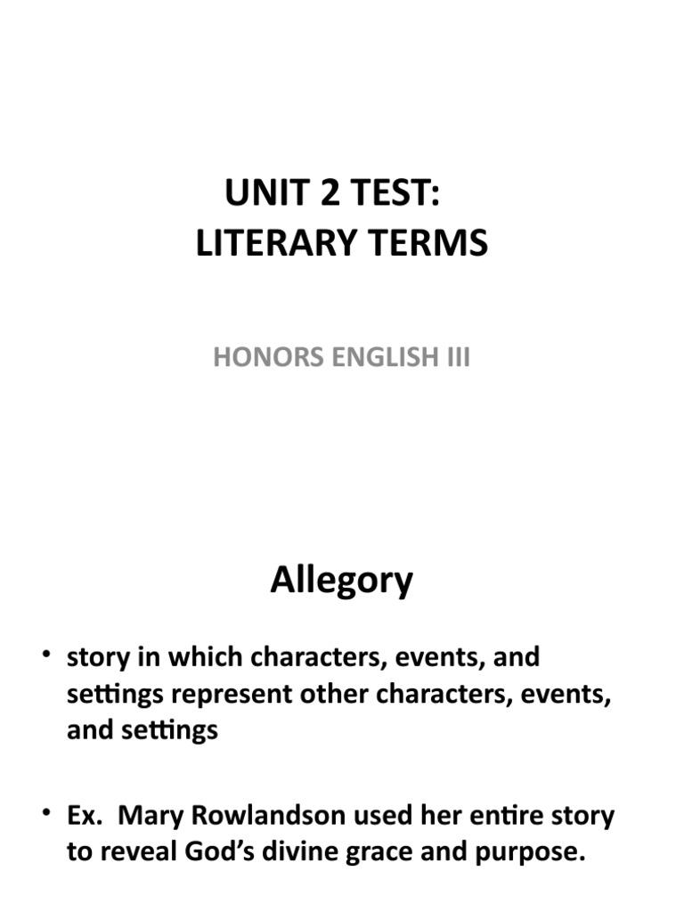 Unit 2 Test Review - Literary Terms and Examples | PDF | General Fiction