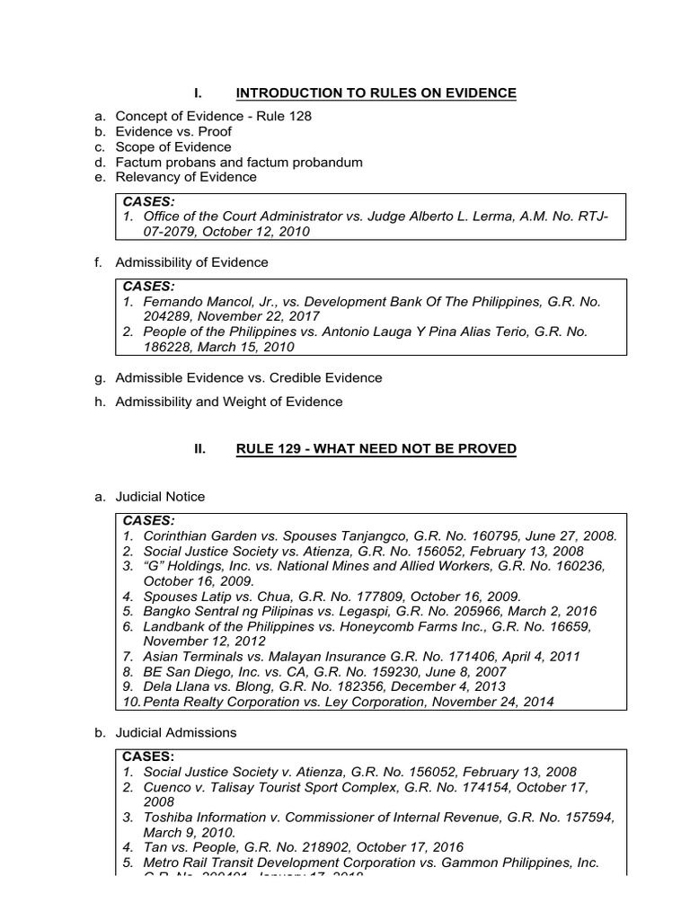 Evidence List of Cases - Atty Pinoon-Fontanilla PDF | Download Free PDF ...