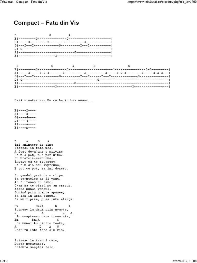 Tab Compact - Fata Din Vis | PDF