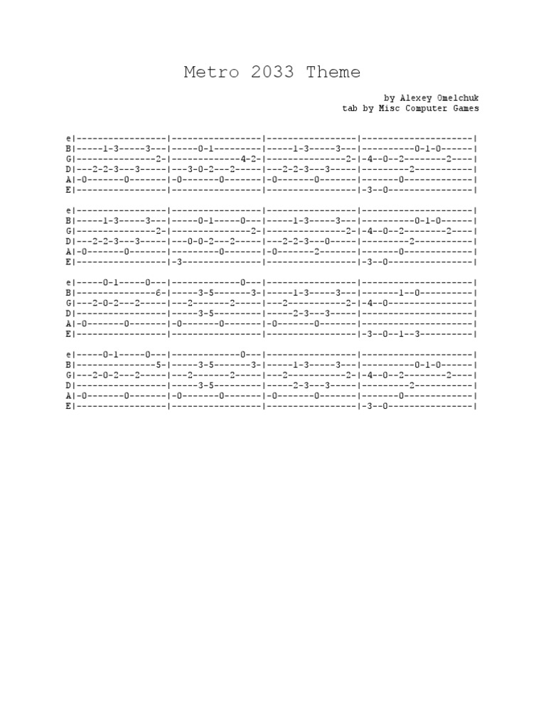 Metro 2033 Theme Tab | PDF