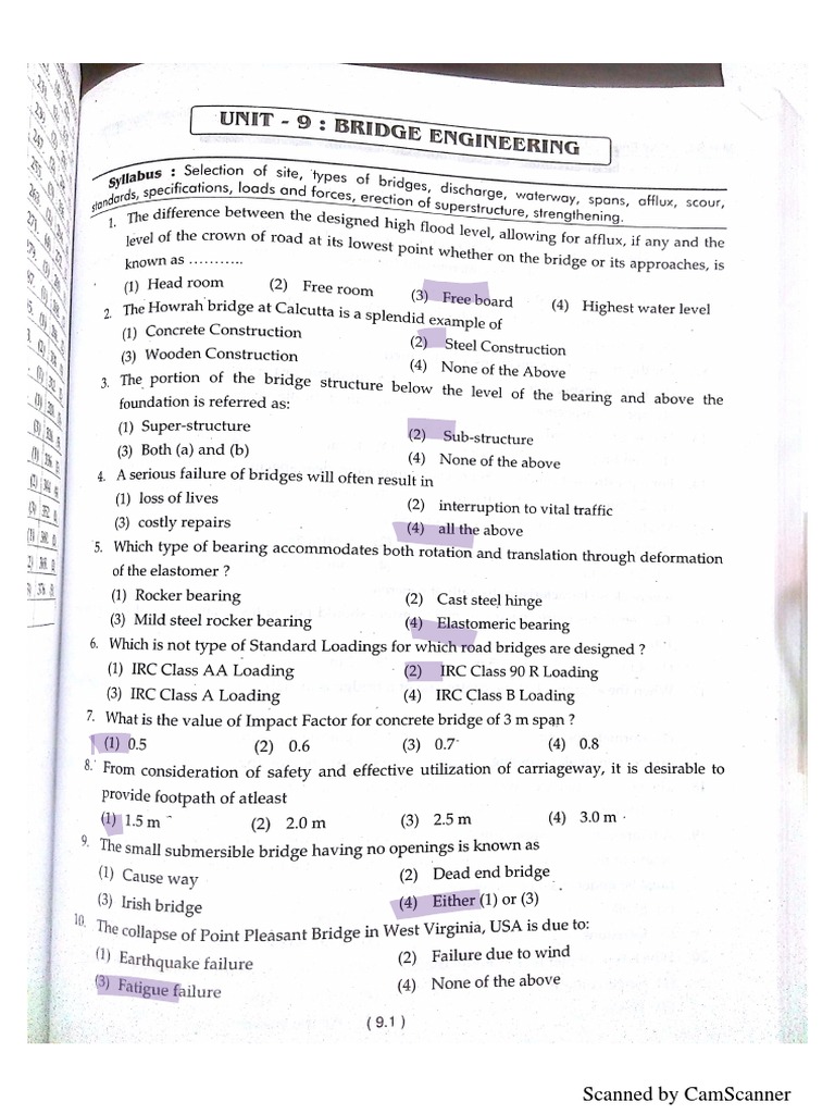 Bridge Engineering MCQ | PDF