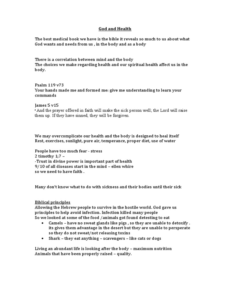 God and Health | PDF | Pork | Bible