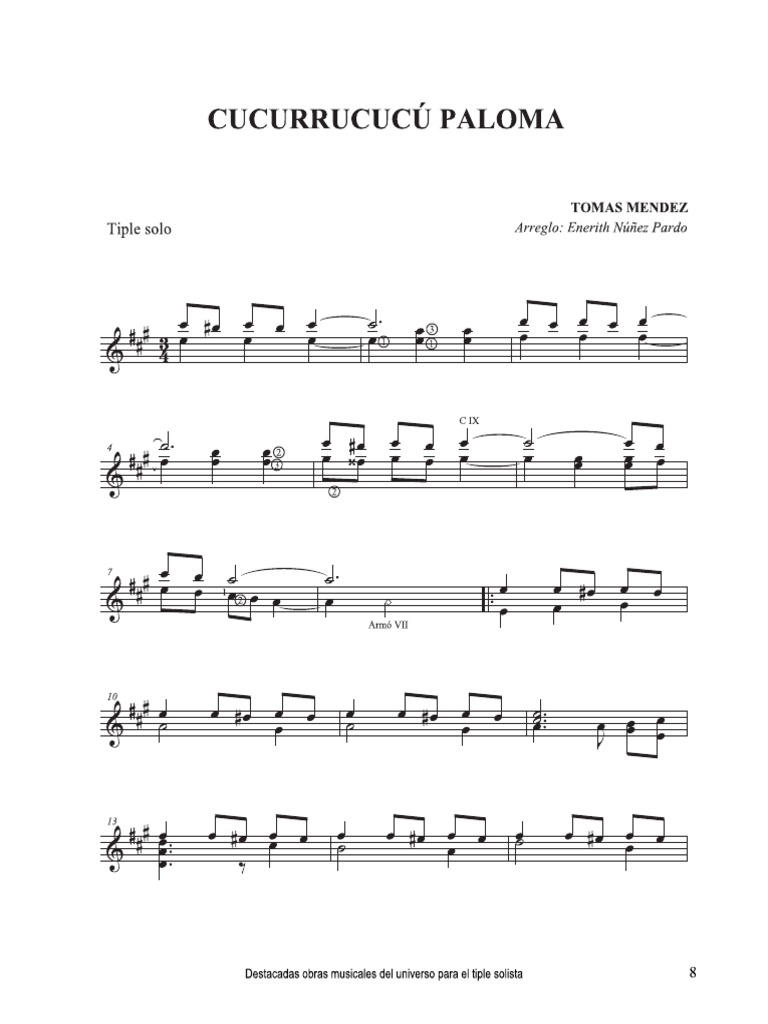 Partitura de Cucurrucucu Paloma 3 | PDF