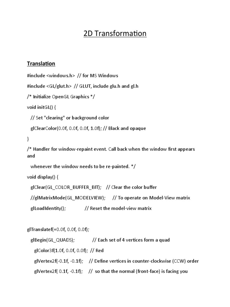 Translation Scaling Rotation Lab | PDF | Graphics | Computer Graphics