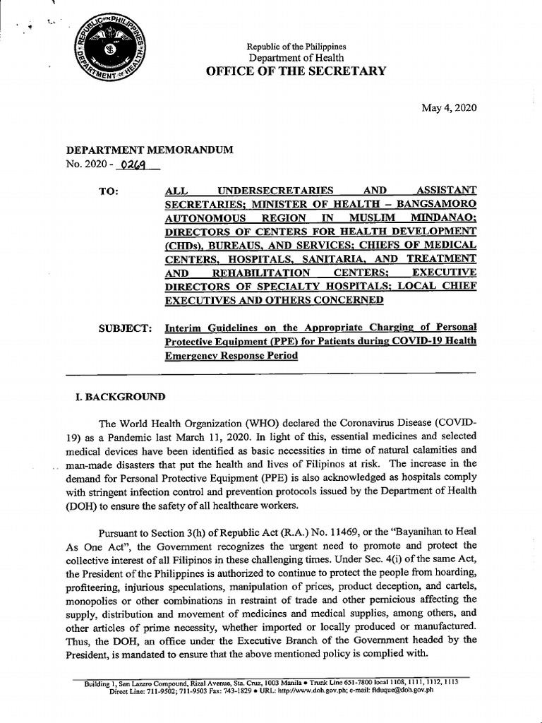 DM 2020-0269 Interim Guidelines To The Appropriate Charging of PPE ...
