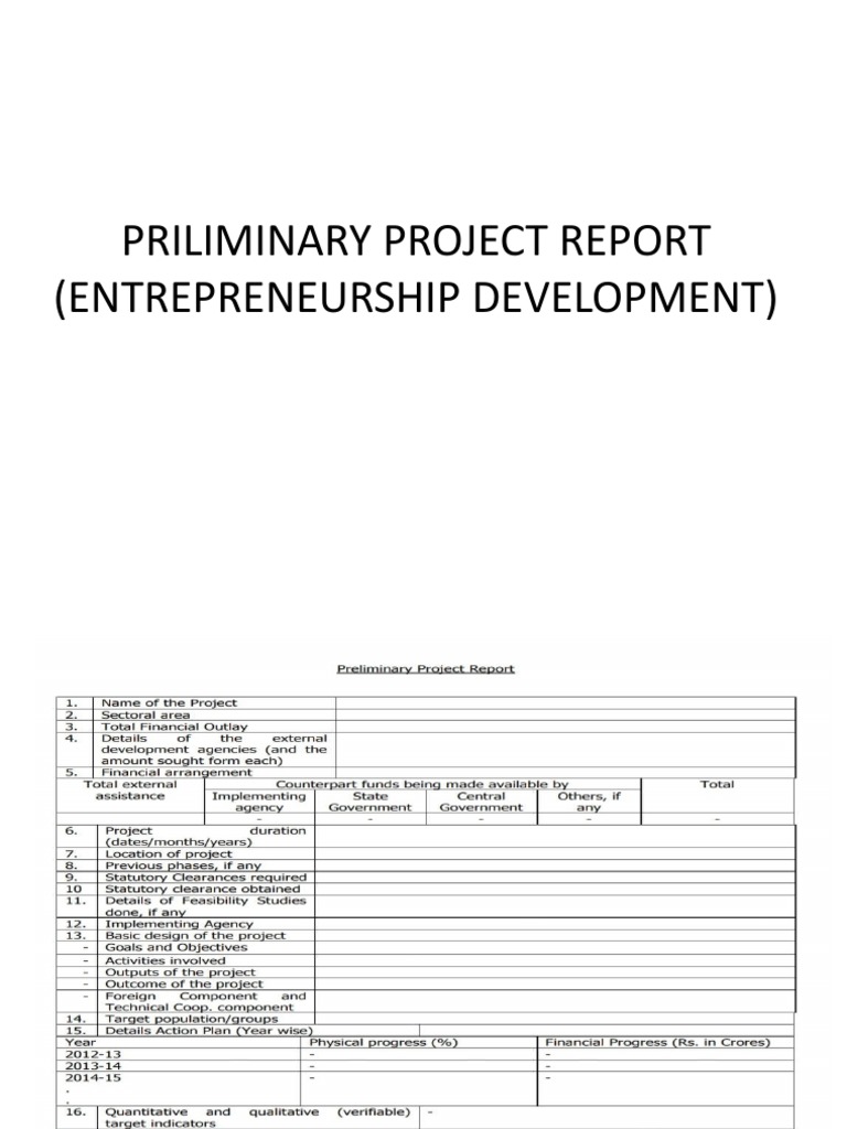 Priliminary Project Report (Entrepreneurship Development) | PDF