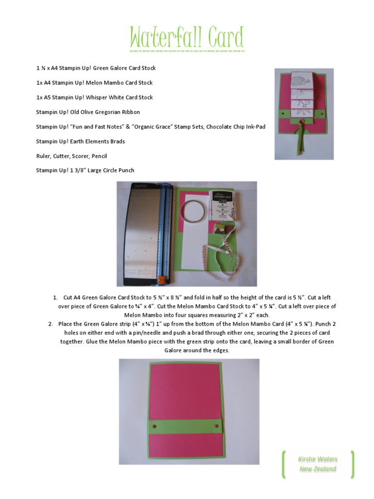 Waterfall Card Instructions | PDF | Crafts | Leisure