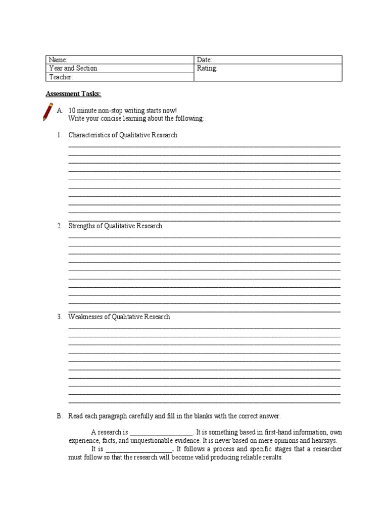 Sample Activity - CHARACTERISTICS, PROCESS AND RESEARCH ETHICS | PDF ...