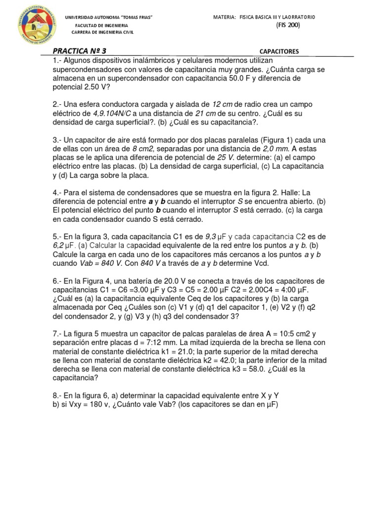 Practica #3: Capacitores | PDF | Capacidad | Condensador