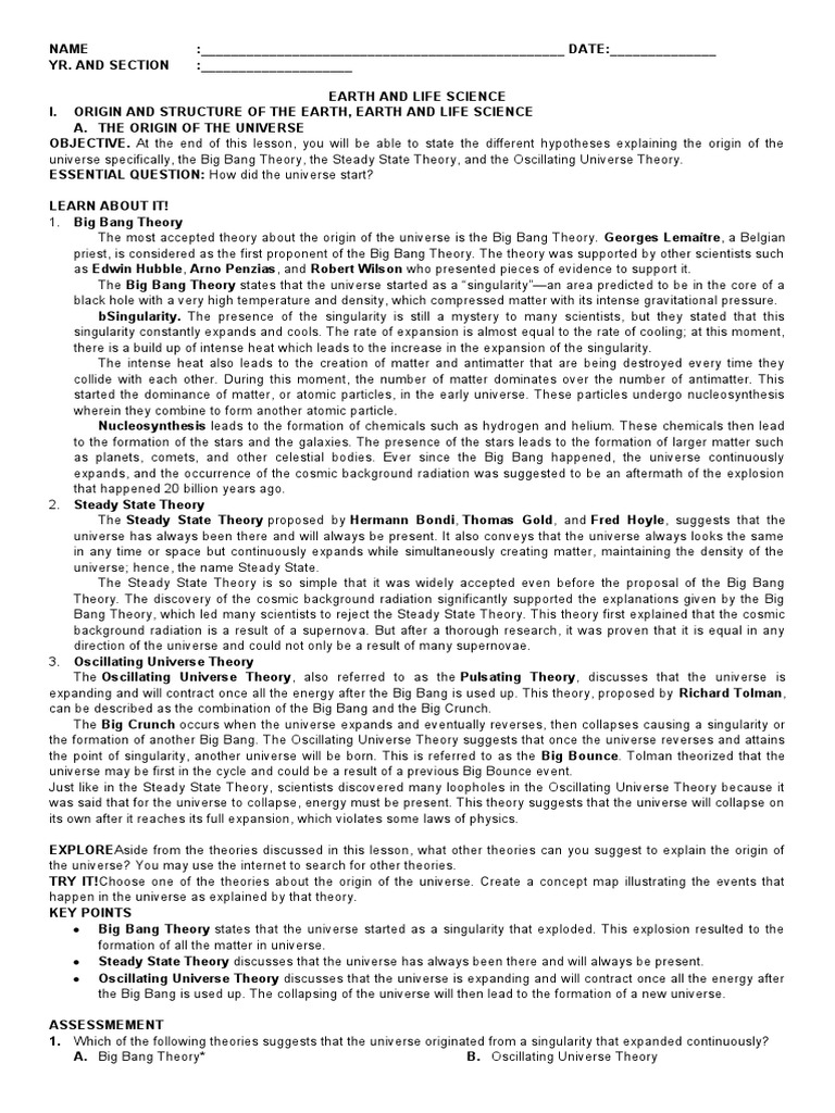 The Origin of The Universe - Solar System | PDF | Big Bang | Universe