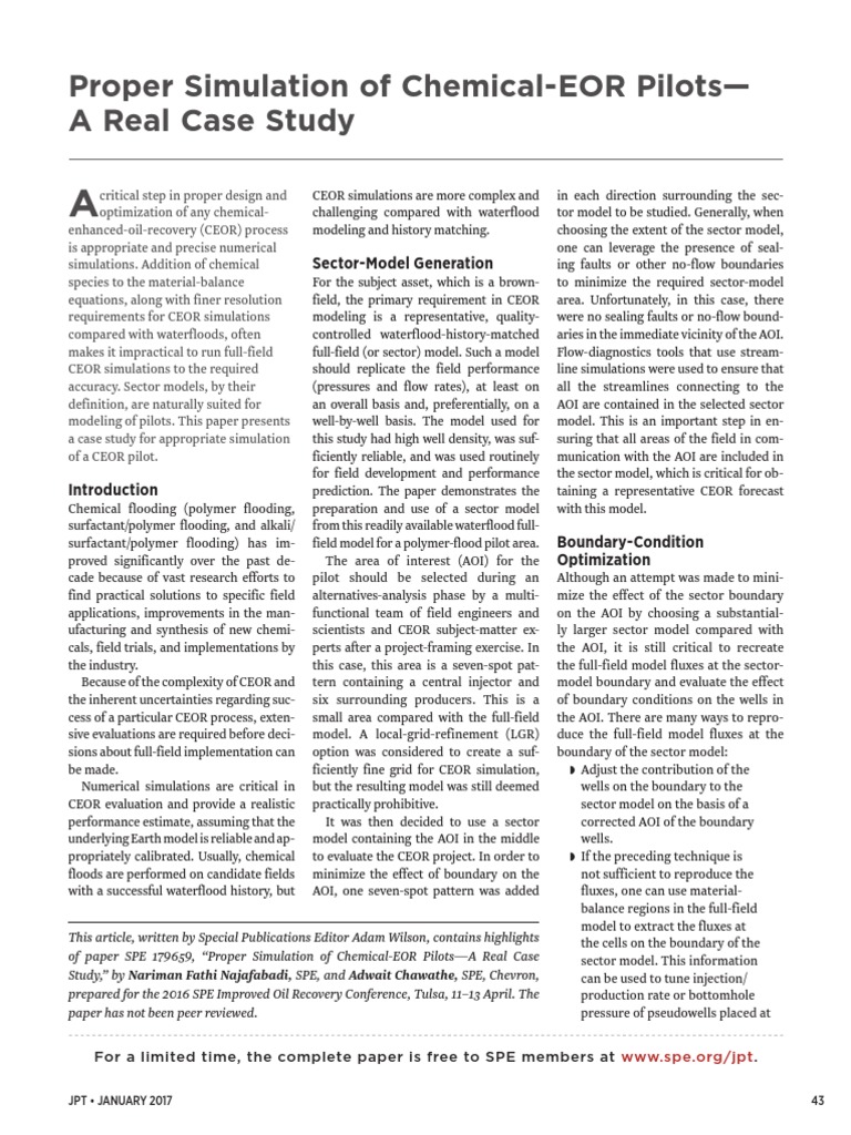 Proper Simulation of Chemical-EOR Pilots - A Real Case Study: Sector ...