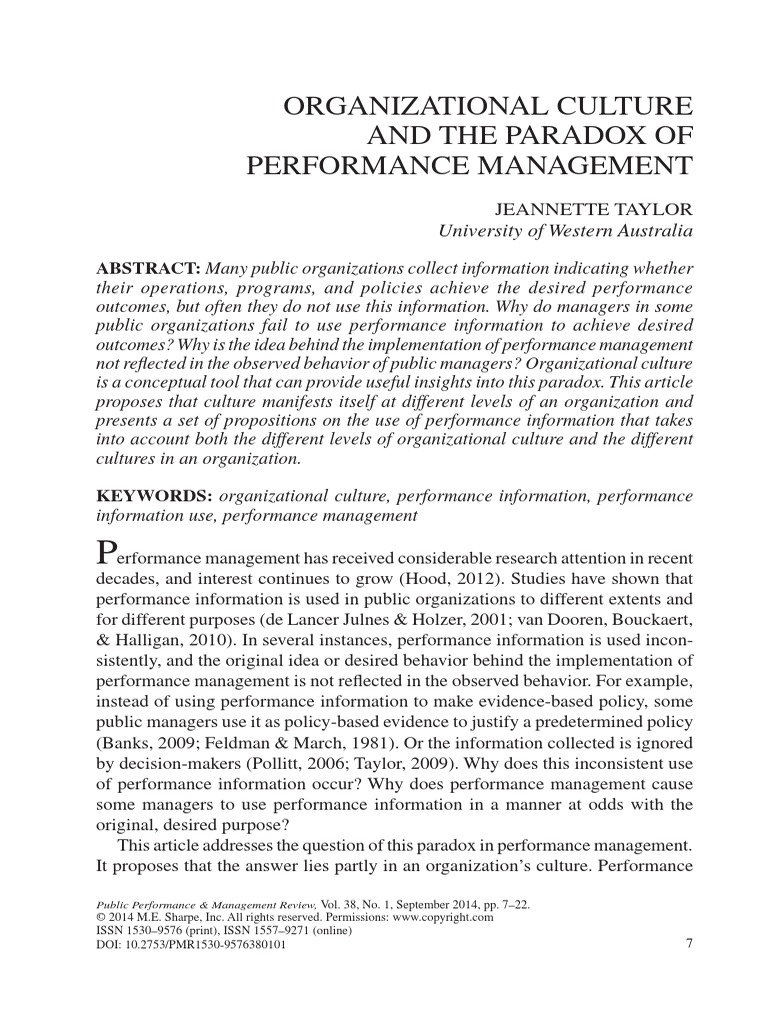 Performance Evaluation | PDF | Organizational Culture | Value (Ethics)