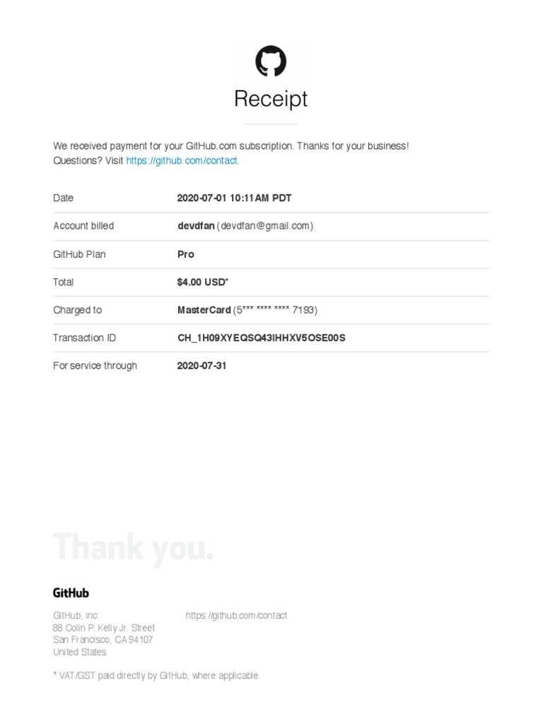 Github Devdfan Receipt 2020 07 01 PDF | PDF | Finance & Money Management