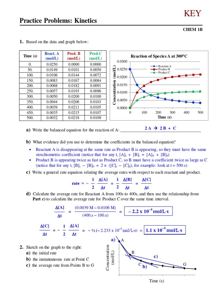 Practice Problems (Chapter 12) Kinetics - KEY-1 | Download Free PDF ...