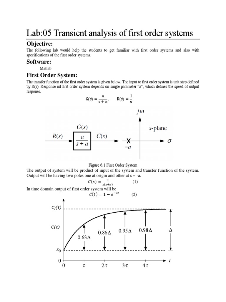 Lab:05 Transient Analysis of First Order Systems: Objective | PDF ...