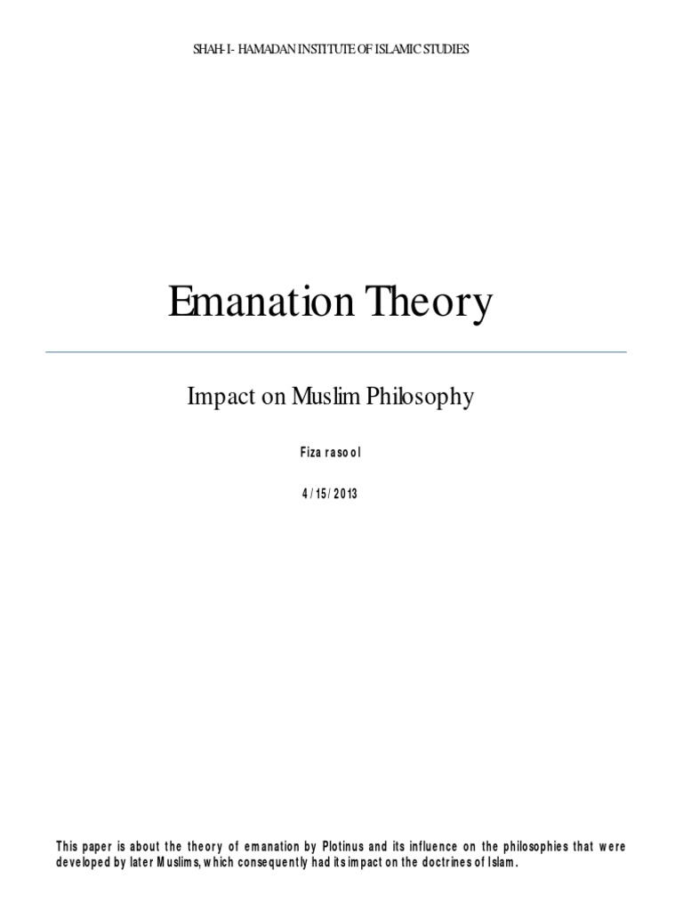 Emanation Theory: Impact On Muslim Philosophy | PDF | Nous | Neoplatonism